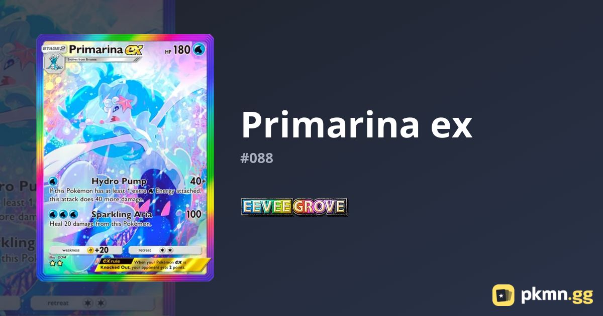 Primarina ex 088 Eevee Grove | pkmn.gg