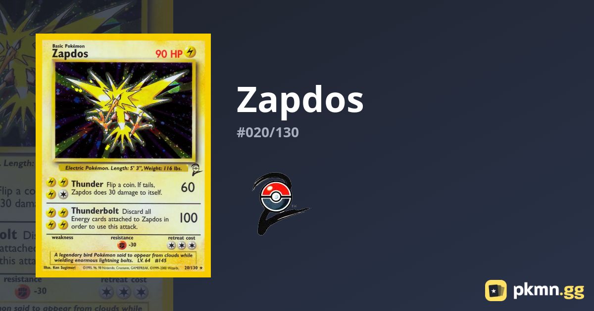 Zapdos #020/130 Base Set 2 | pkmn.gg