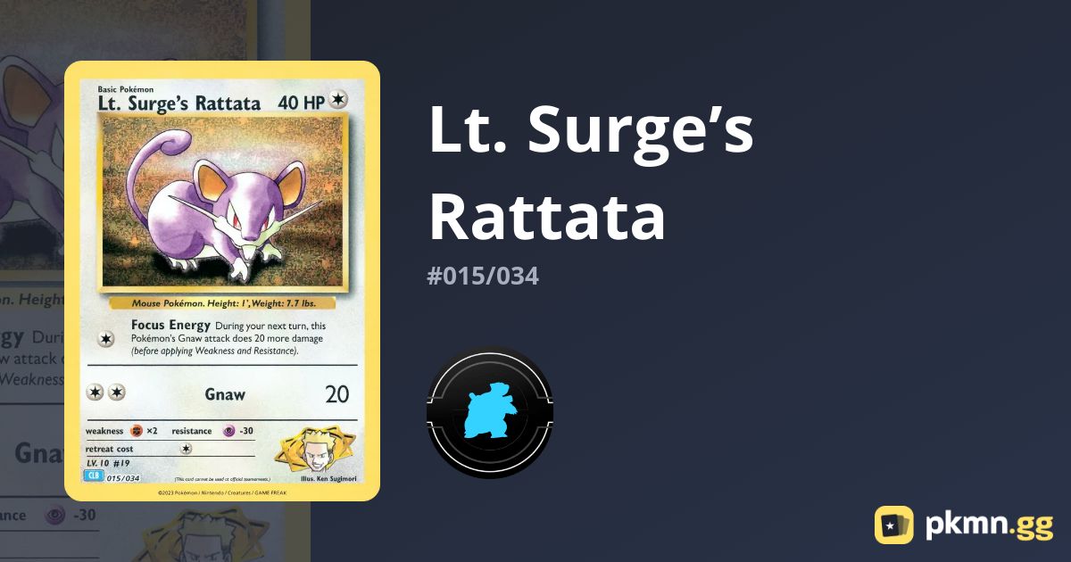 Lt. Surge’s Rattata #015/034 Pokémon TCG Classic - Blastoise | pkmn.gg