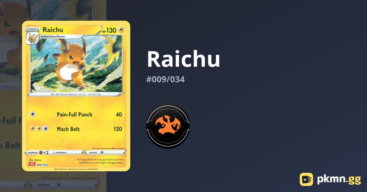 Raichu #009/034 Pokémon TCG Classic - Charizard | pkmn.gg