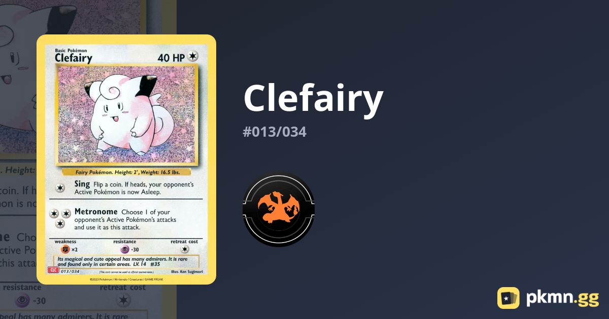 Clefairy #013/034 Pokémon TCG Classic - Charizard | pkmn.gg