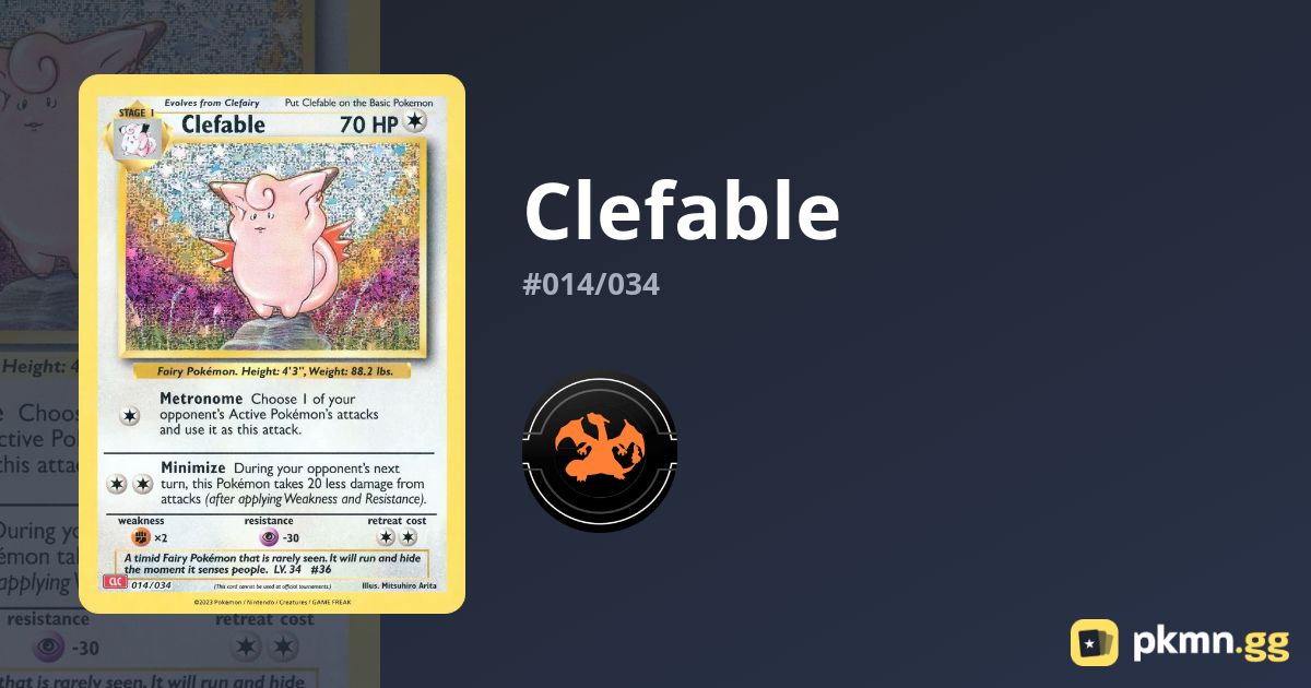 Clefable #014/034 Pokémon TCG Classic - Charizard | pkmn.gg