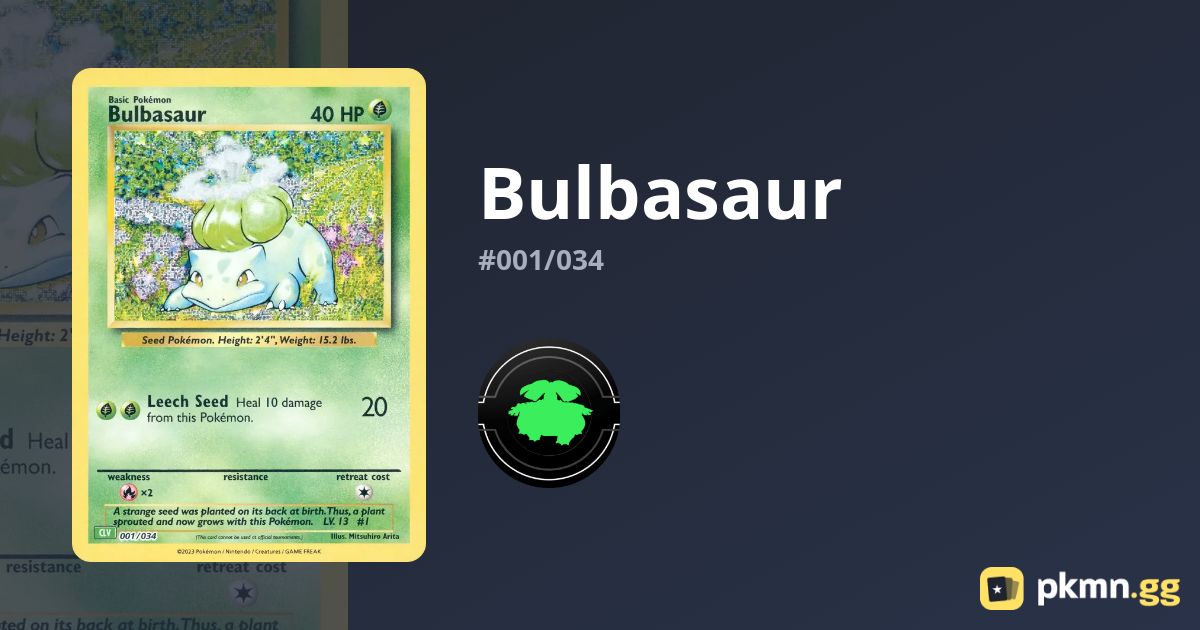 Bulbasaur #001/034 Pokémon TCG Classic - Venusaur | pkmn.gg