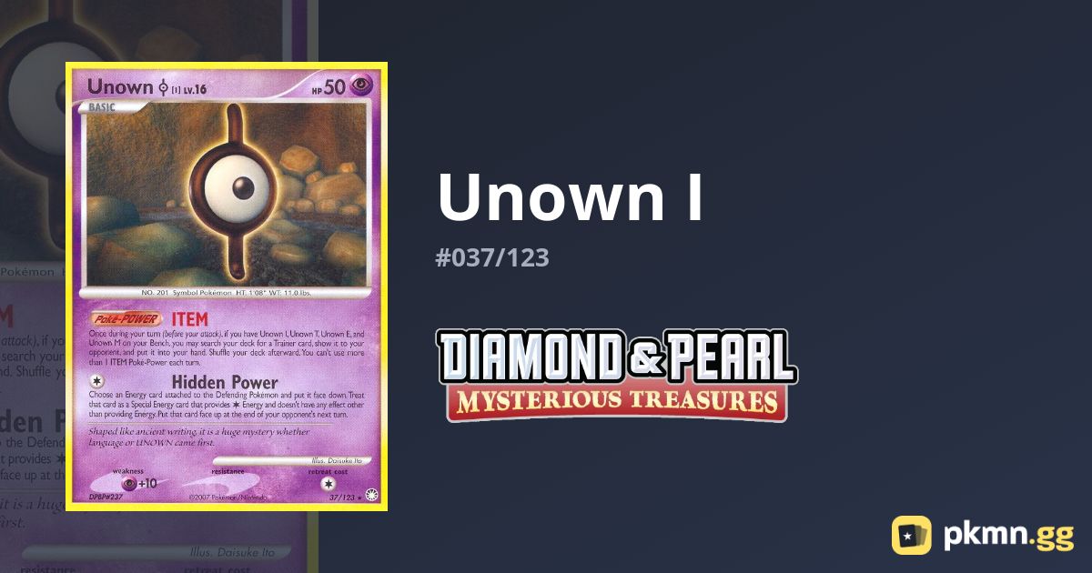 Unown I #037/123 Mysterious Treasures | pkmn.gg