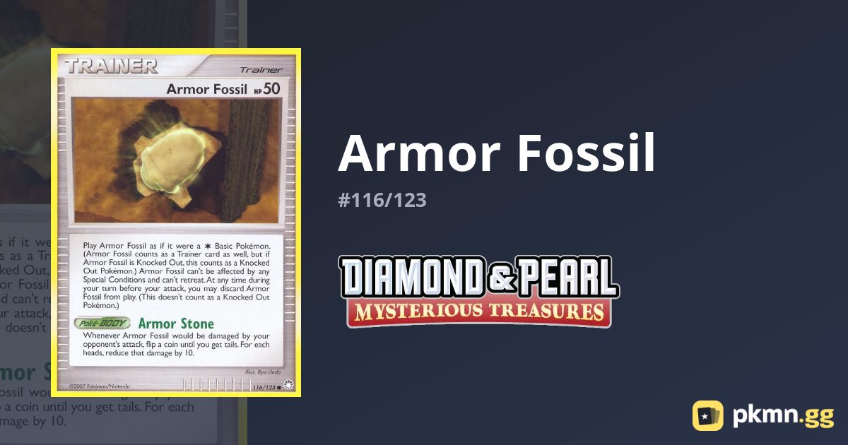 Armor Fossil #116/123 Mysterious Treasures | pkmn.gg