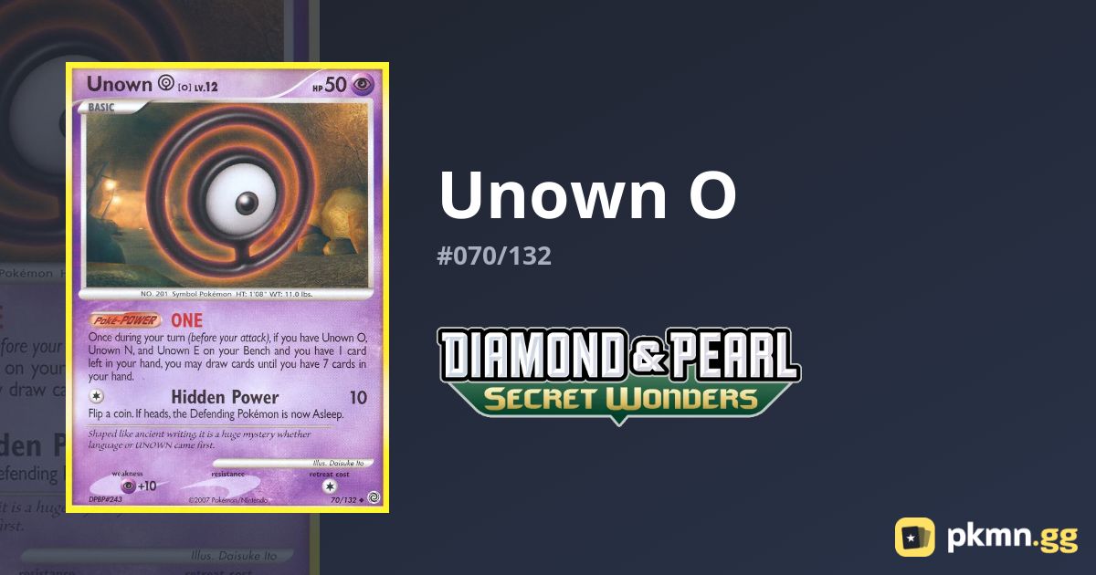 Unown O #070/132 Secret Wonders | pkmn.gg