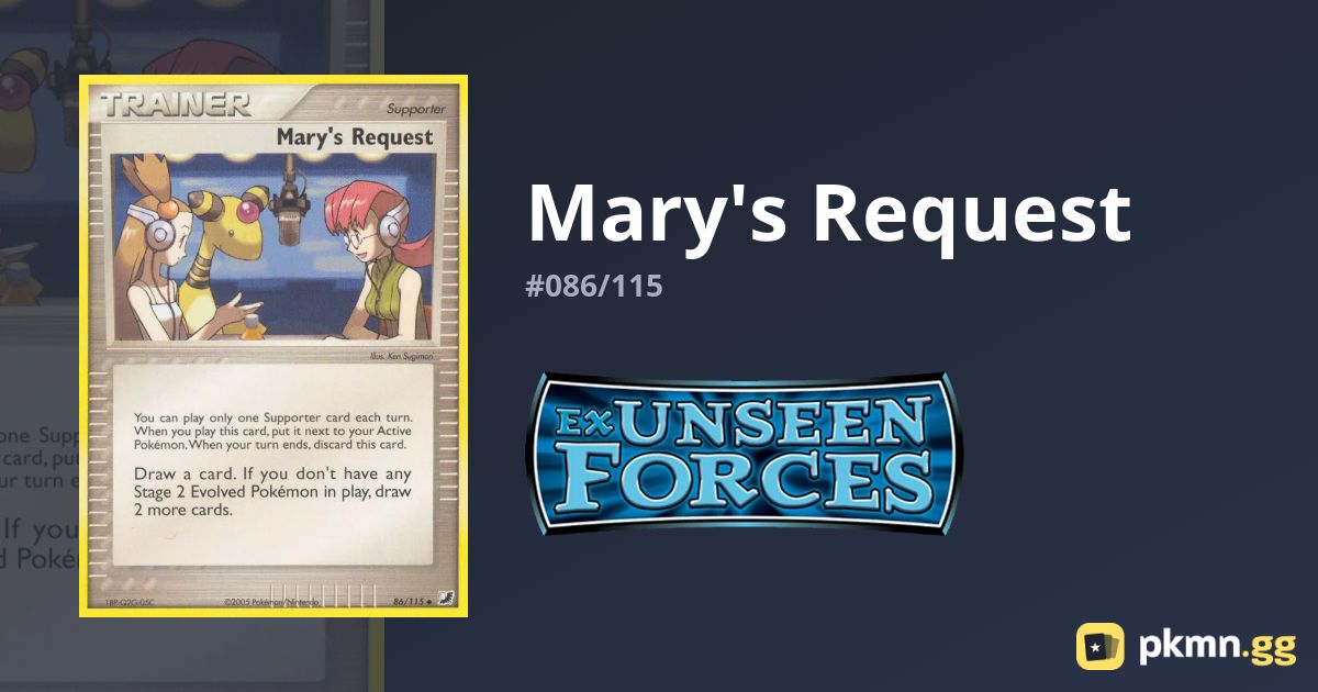 Mary's Request #086/115 Unseen Forces | pkmn.gg