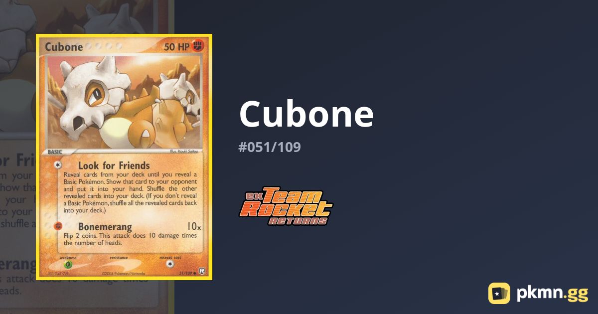 Cubone #051/109 Team Rocket Returns | pkmn.gg