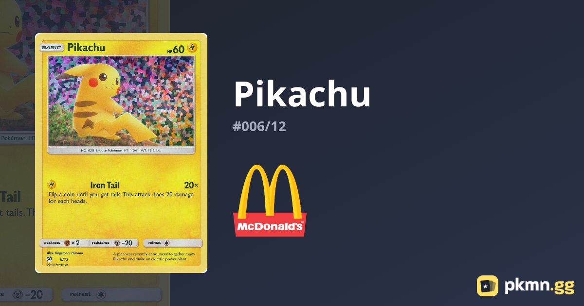 Pikachu #006/12 McDonald's Collection 2019 | pkmn.gg
