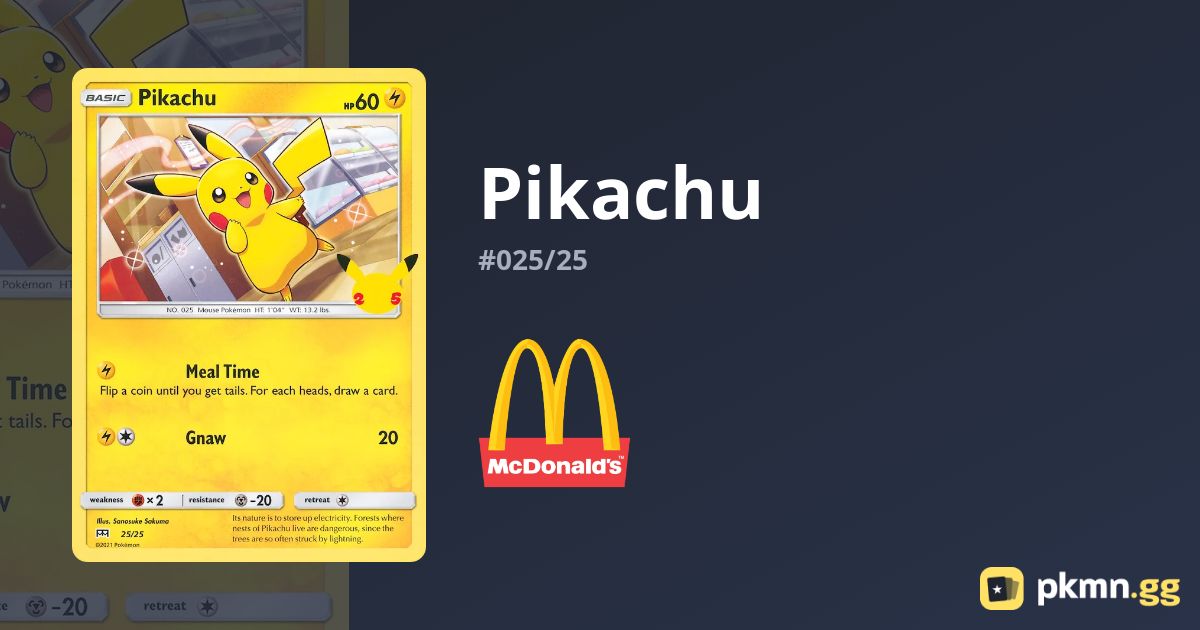 Pikachu #025/25 McDonald's Collection 2021 | pkmn.gg