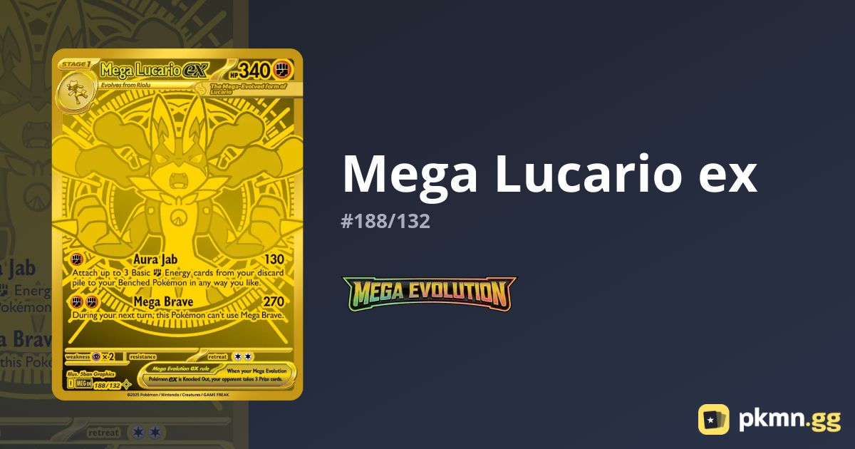 Mega Lucario ex #188/132 Mega Evolution | pkmn.gg