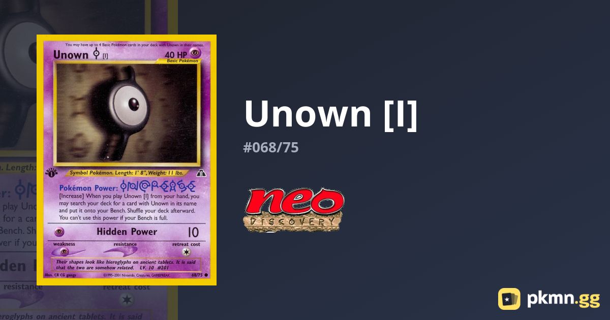 Unown [I] #068/75 Neo Discovery | pkmn.gg