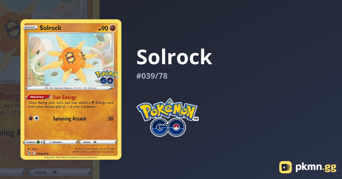 Solrock #039/78 Pokémon GO | pkmn.gg