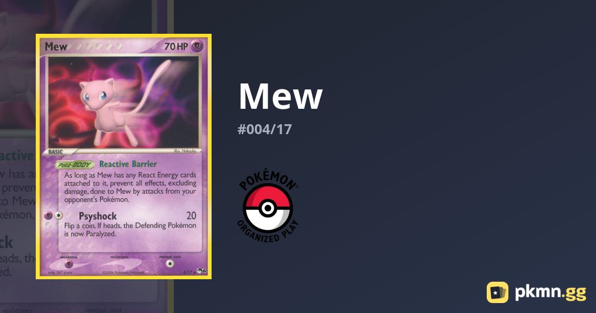 Mew #004/17 POP Series 4 | pkmn.gg