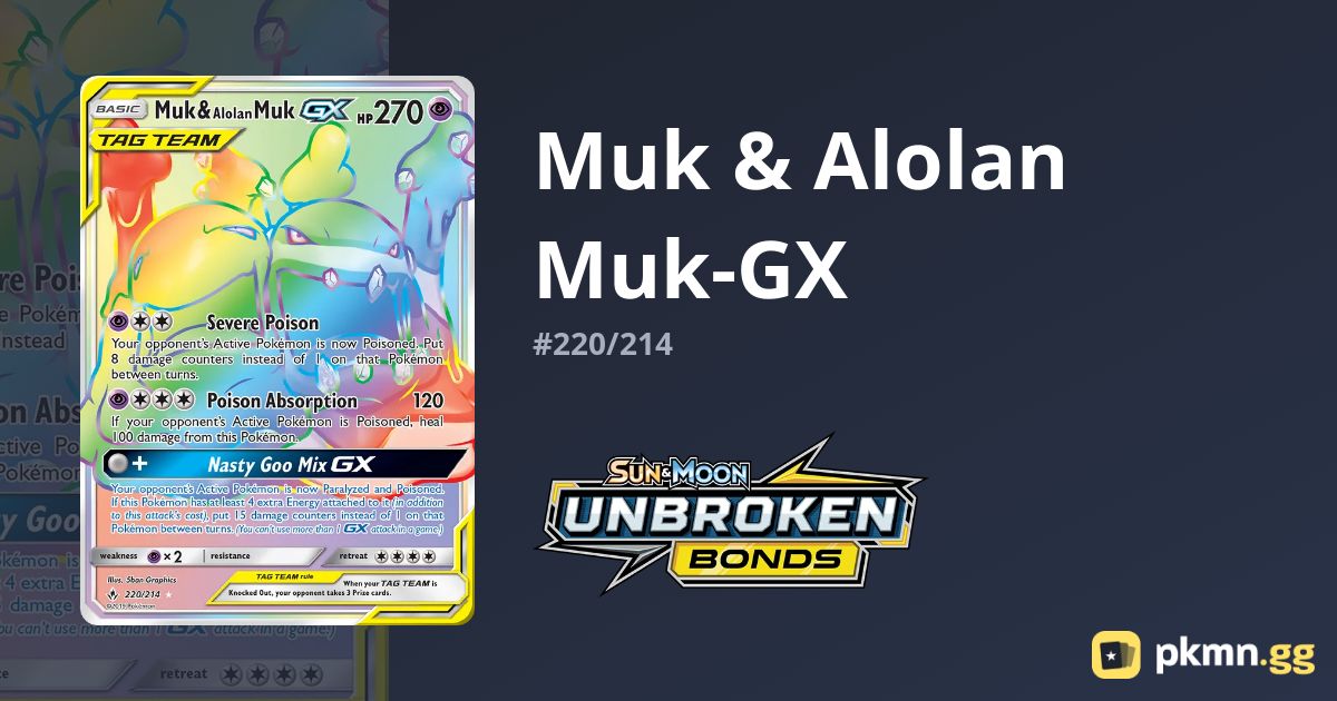 Muk & Alolan Muk-GX #220/214 Unbroken Bonds | pkmn.gg