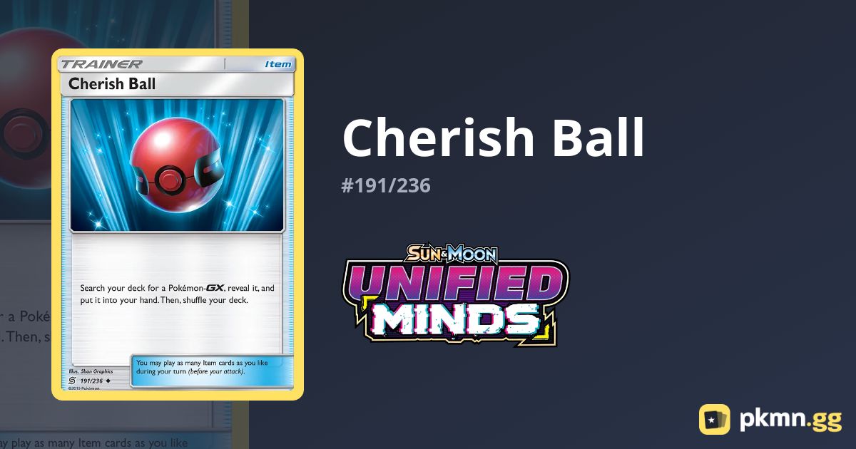 Cherish Ball #191/236 Unified Minds | pkmn.gg