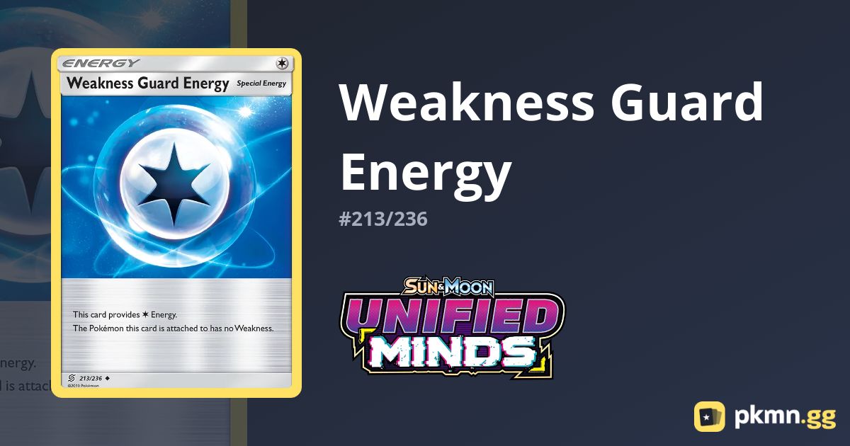 Weakness Guard Energy #213/236 Unified Minds | pkmn.gg