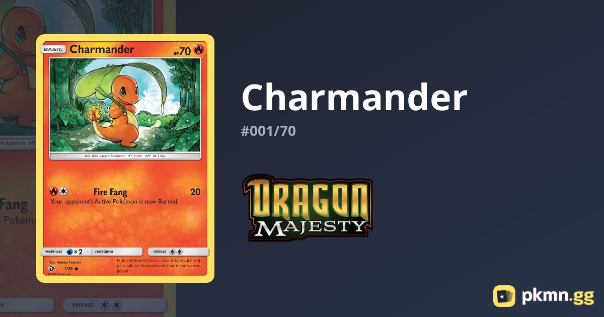 Charmander #001/70 Dragon Majesty | pkmn.gg