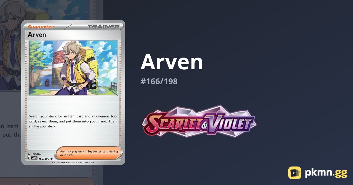 Arven #166/198 Scarlet & Violet | pkmn.gg