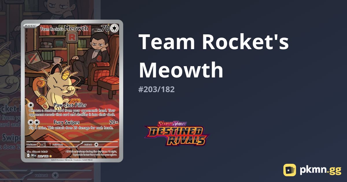 Team Rocket's Meowth #203/182 Destined Rivals | pkmn.gg
