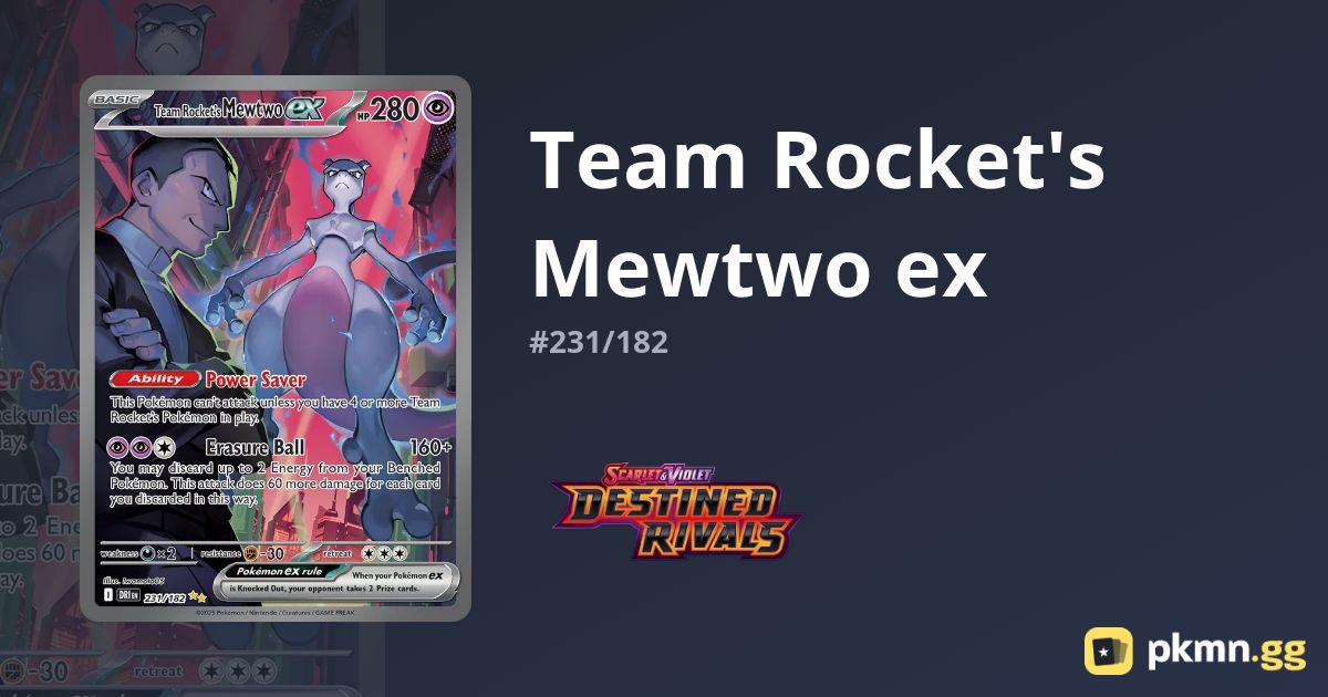 Team Rocket's Mewtwo ex #231/182 Destined Rivals | pkmn.gg