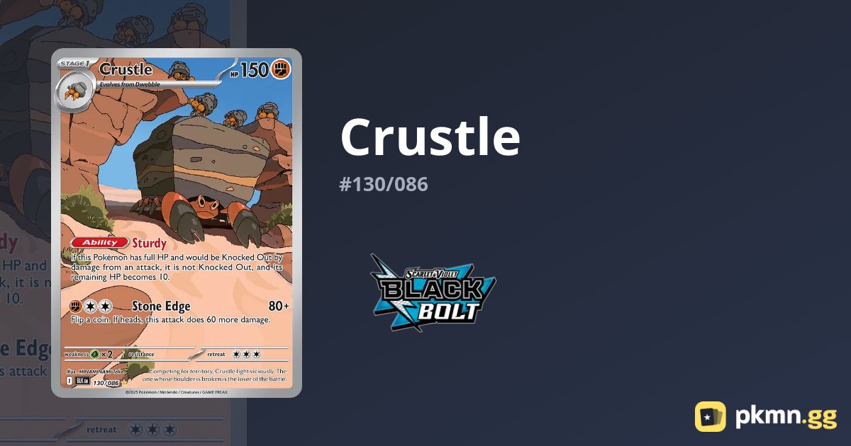 Crustle #130/086 Black Bolt | pkmn.gg