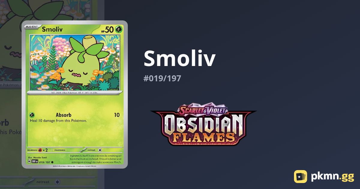 Smoliv #019/197 Obsidian Flames | pkmn.gg