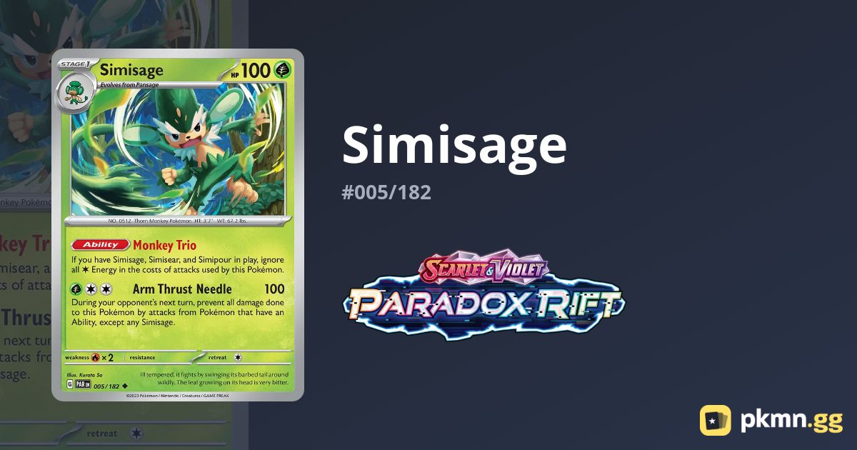 Simisage #005/182 Paradox Rift | pkmn.gg