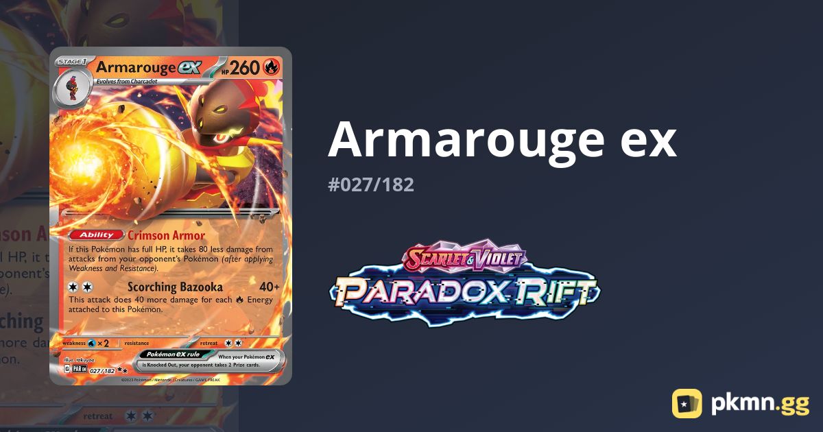 Armarouge ex #027/182 Paradox Rift | pkmn.gg