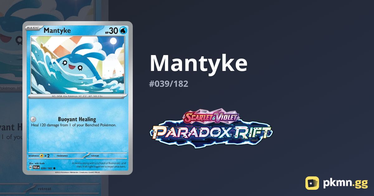 Mantyke #039/182 Paradox Rift | pkmn.gg