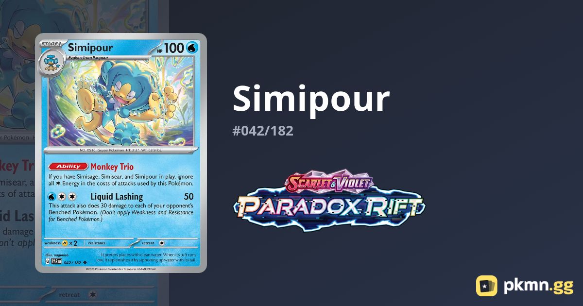Simipour #042/182 Paradox Rift | pkmn.gg