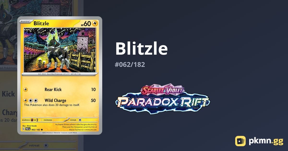 Blitzle #062/182 Paradox Rift | pkmn.gg