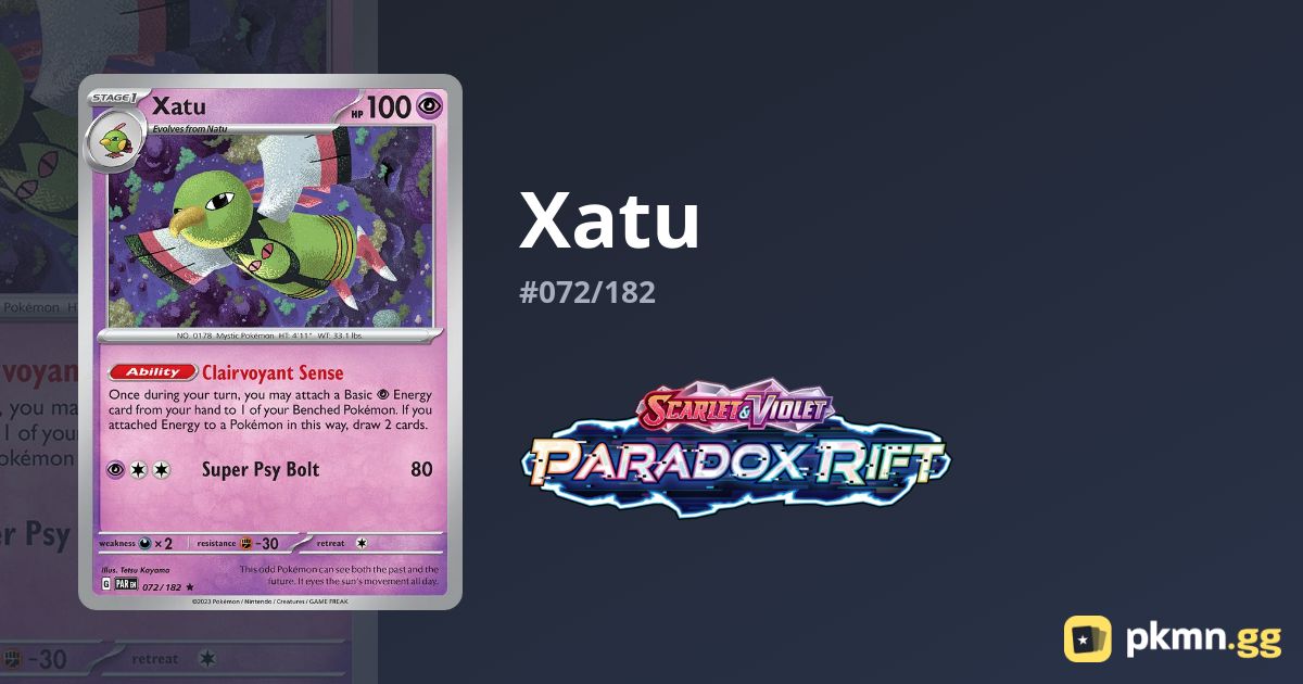 Xatu #072/182 Paradox Rift | pkmn.gg