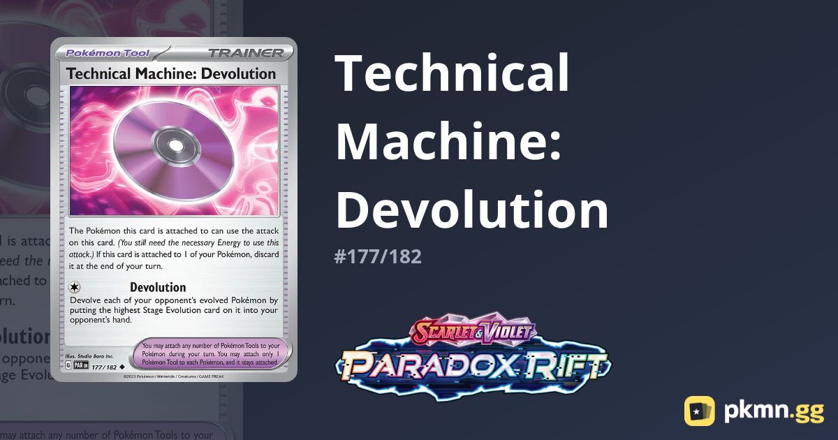 Technical Machine: Devolution #177/182 Paradox Rift | pkmn.gg