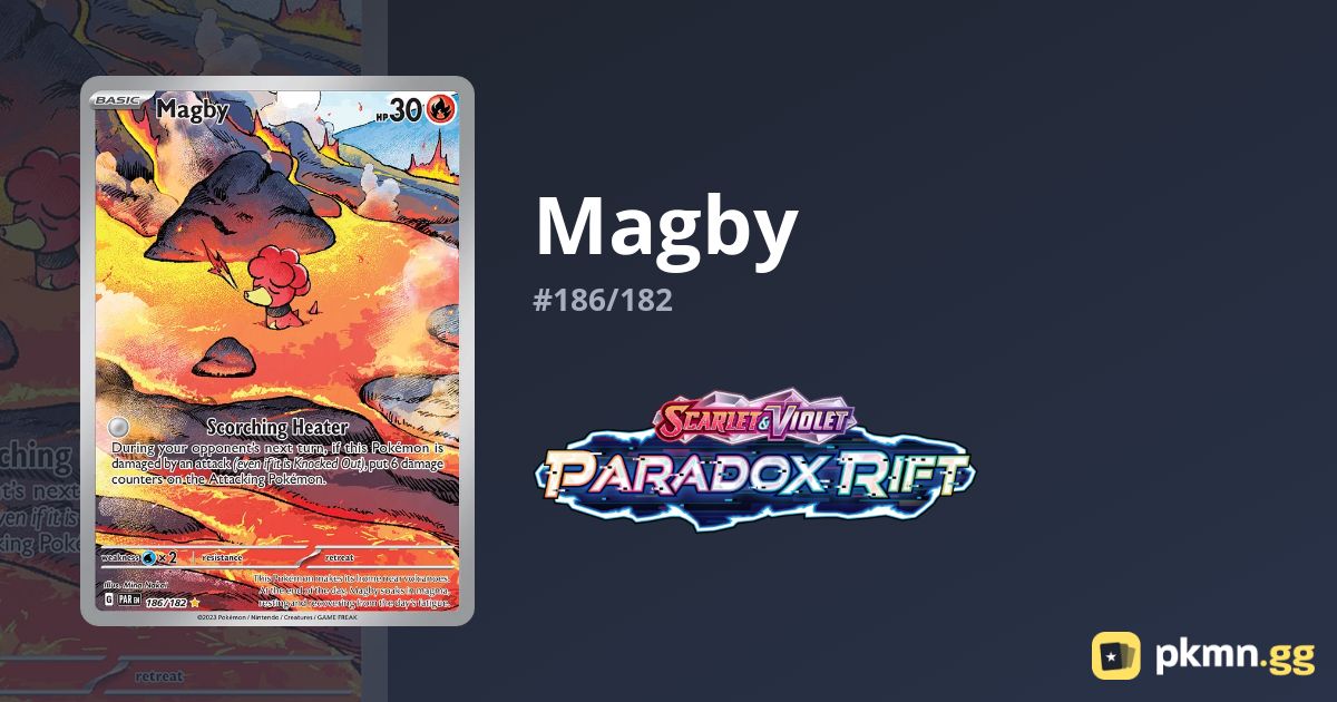 Magby #186/182 Paradox Rift | pkmn.gg