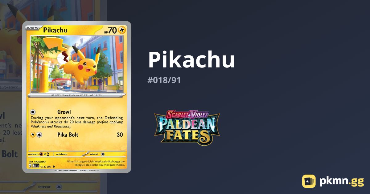 Pikachu #018/91 Paldean Fates | pkmn.gg