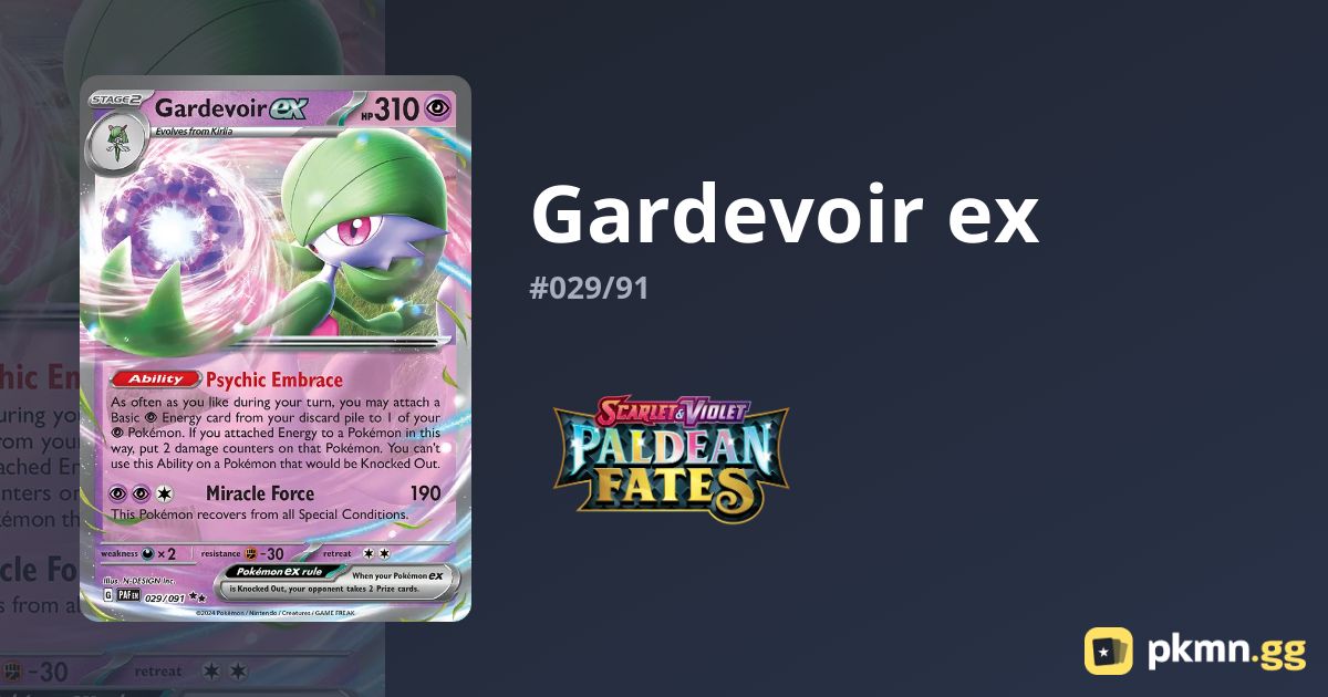 Gardevoir ex #029/91 Paldean Fates | pkmn.gg