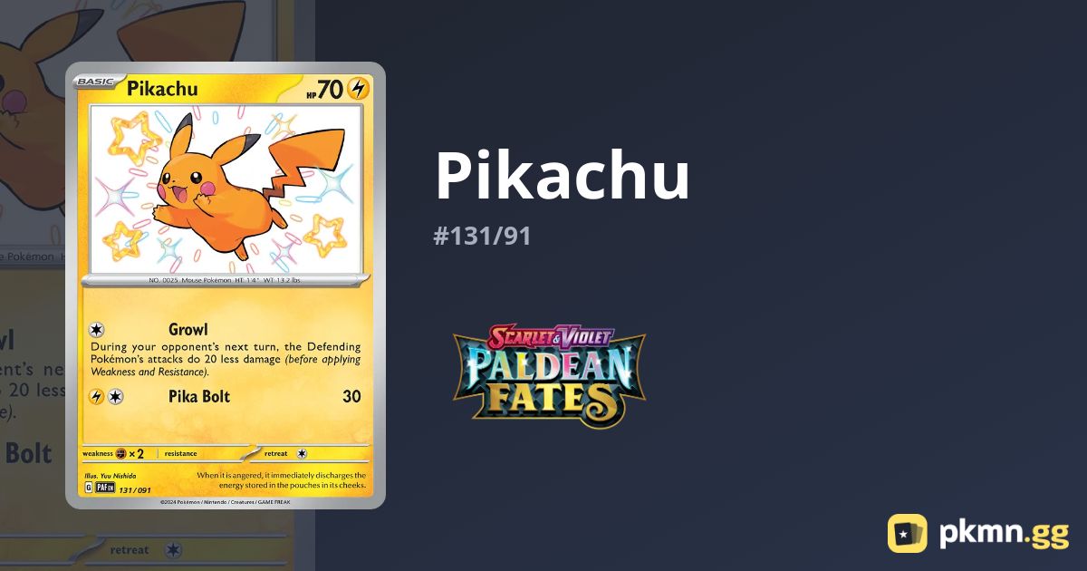 Pikachu #131/91 Paldean Fates | pkmn.gg