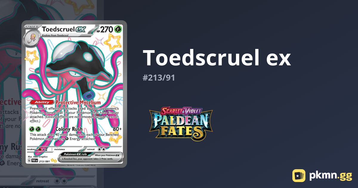 Toedscruel ex #213/91 Paldean Fates | pkmn.gg