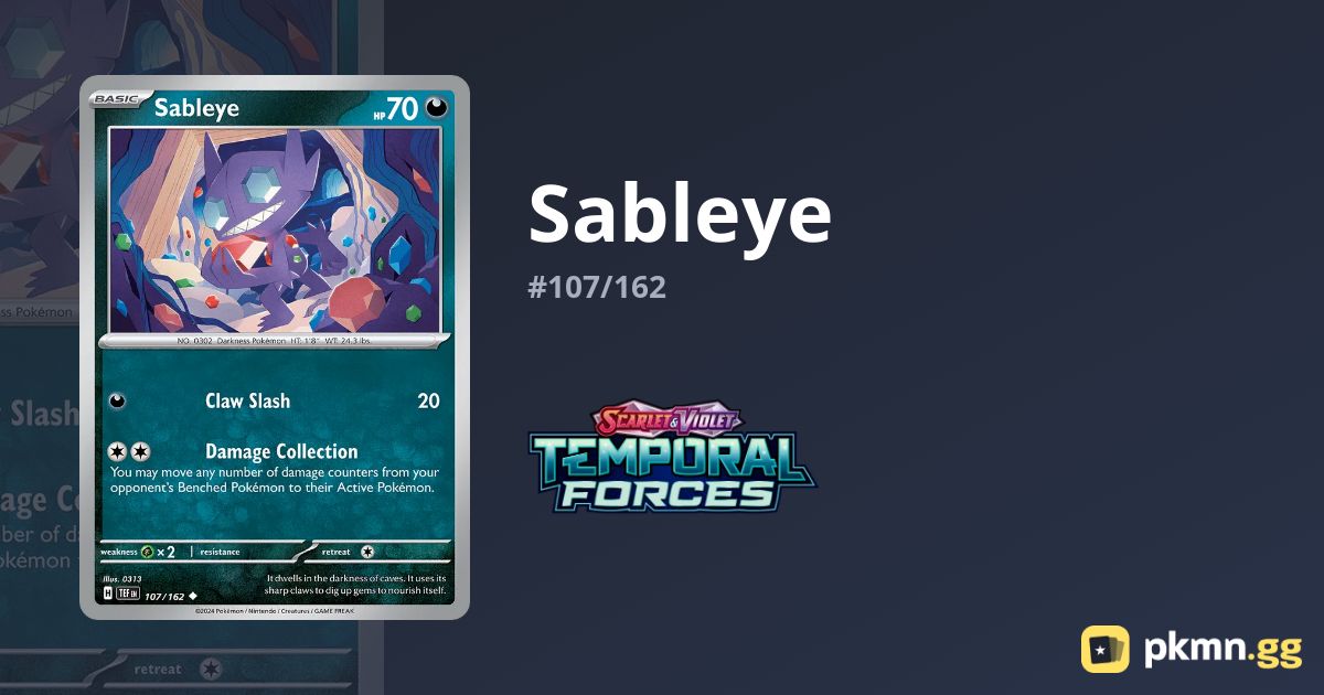 Sableye #107/162 Temporal Forces | pkmn.gg