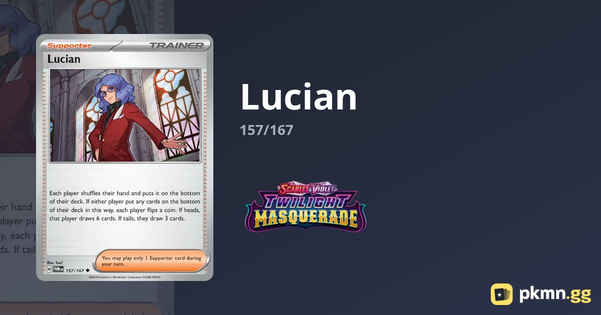 Lucian #157/167 Twilight Masquerade | pkmn.gg