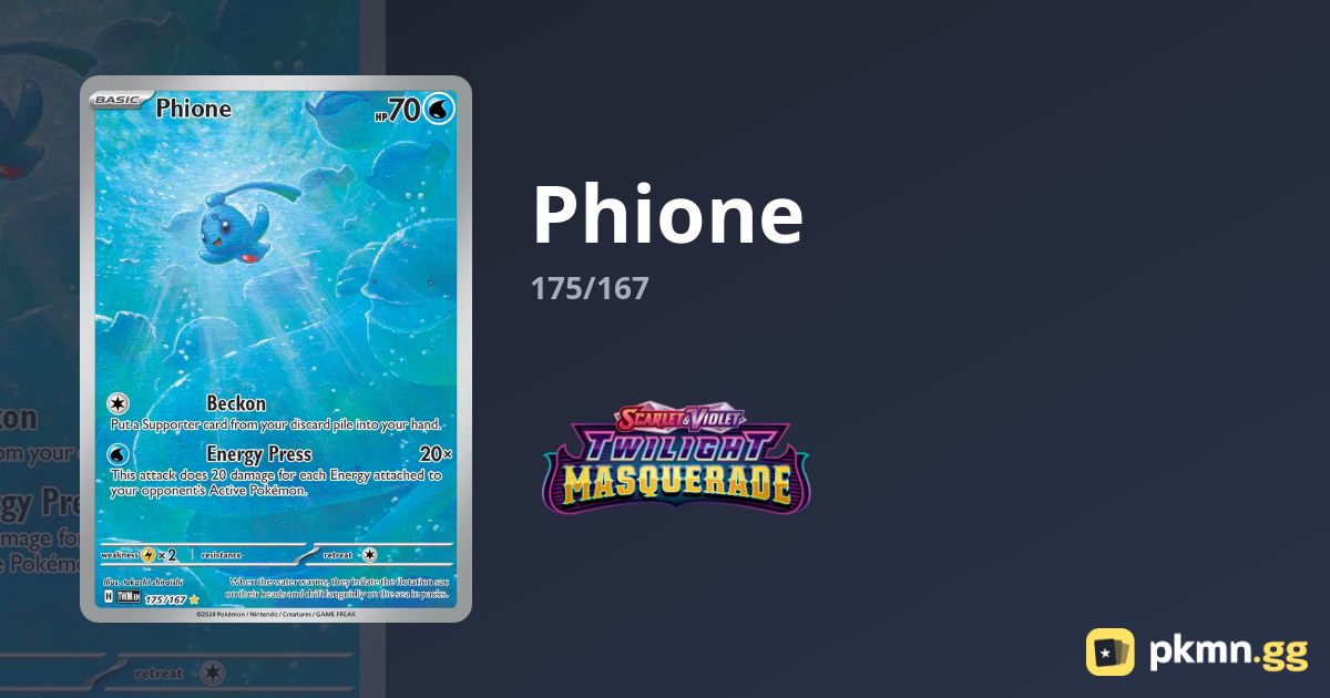 Phione #175/167 Twilight Masquerade | pkmn.gg