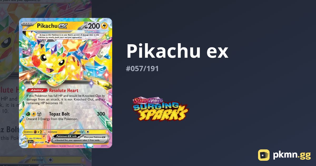 Pikachu ex #057/191 Surging Sparks | pkmn.gg