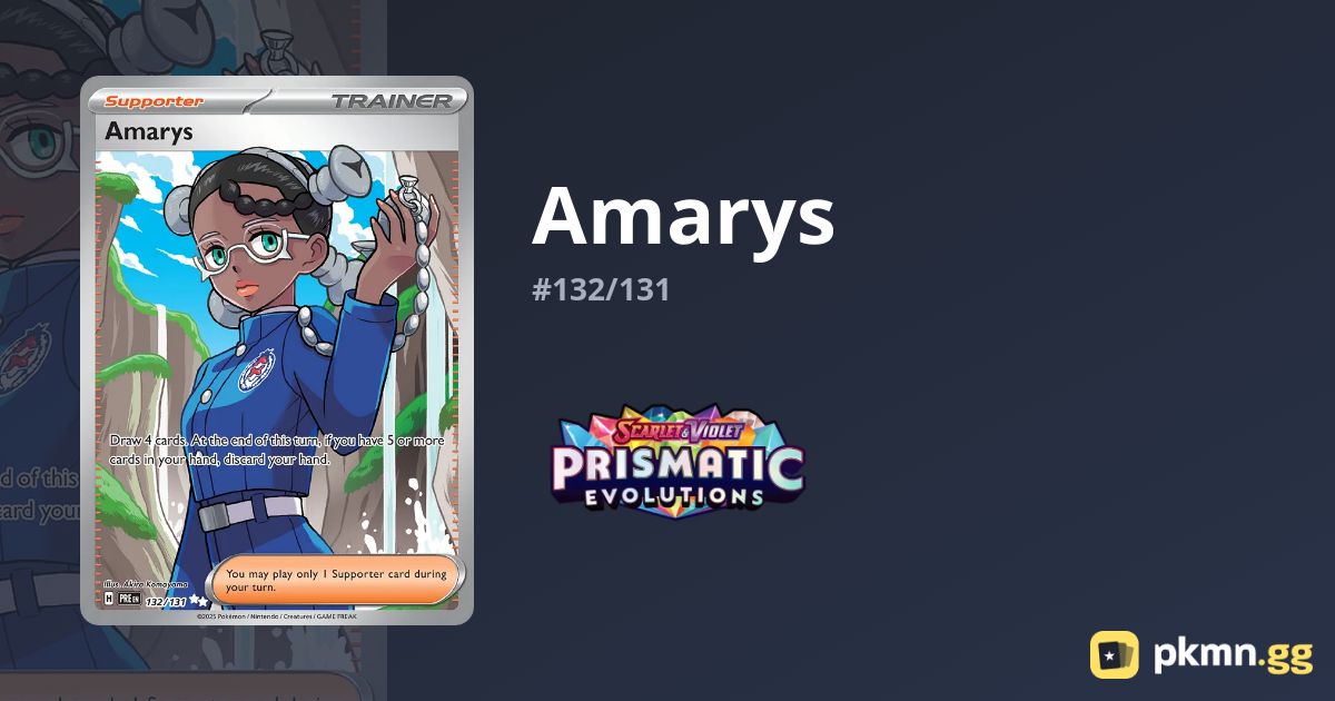 Amarys #132/131 Prismatic Evolutions | pkmn.gg