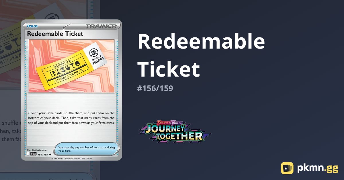 Redeemable Ticket #156/159 Journey Together | pkmn.gg