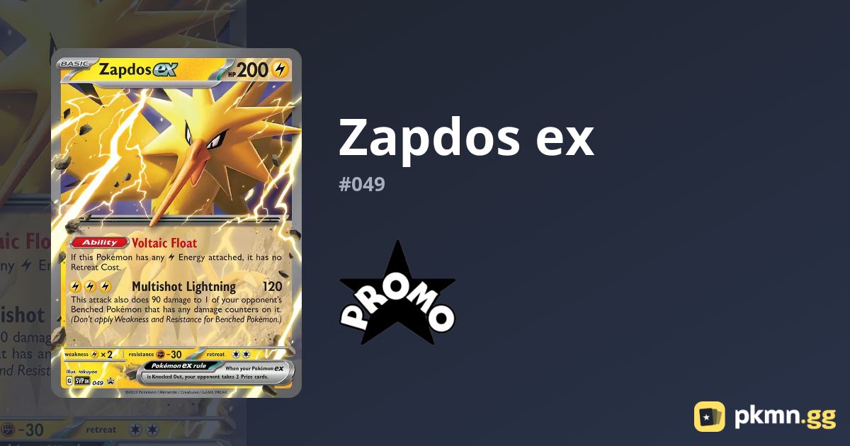 Zapdos ex 049 Scarlet & Violet Black Star Promos | pkmn.gg