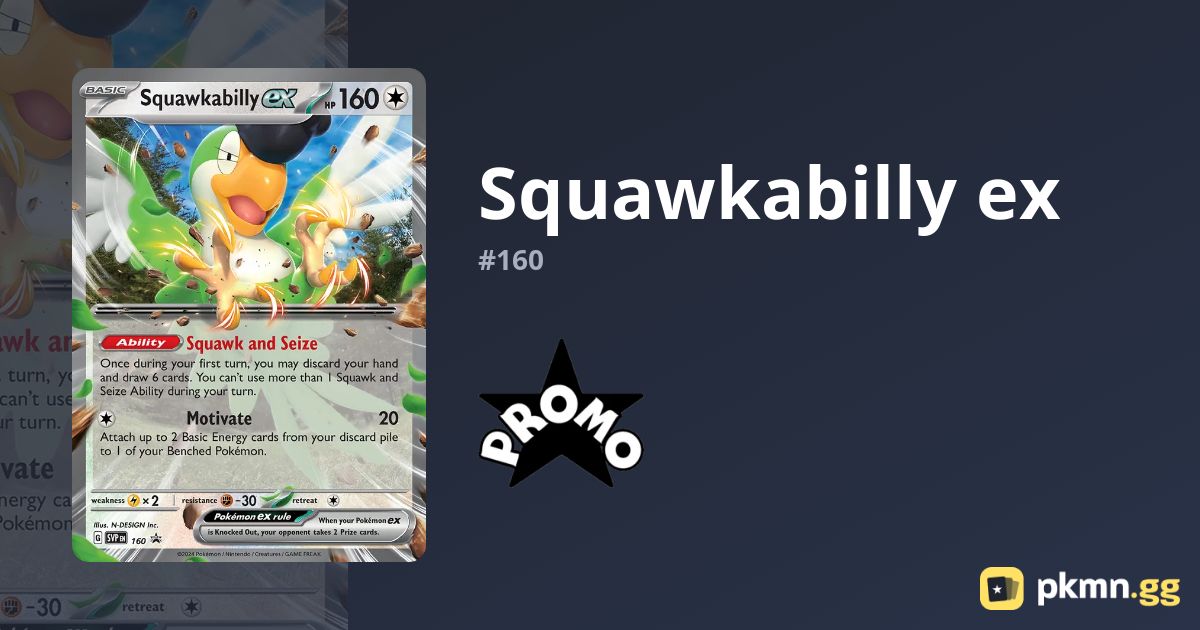 Squawkabilly ex 160 Scarlet & Violet Black Star Promos | pkmn.gg