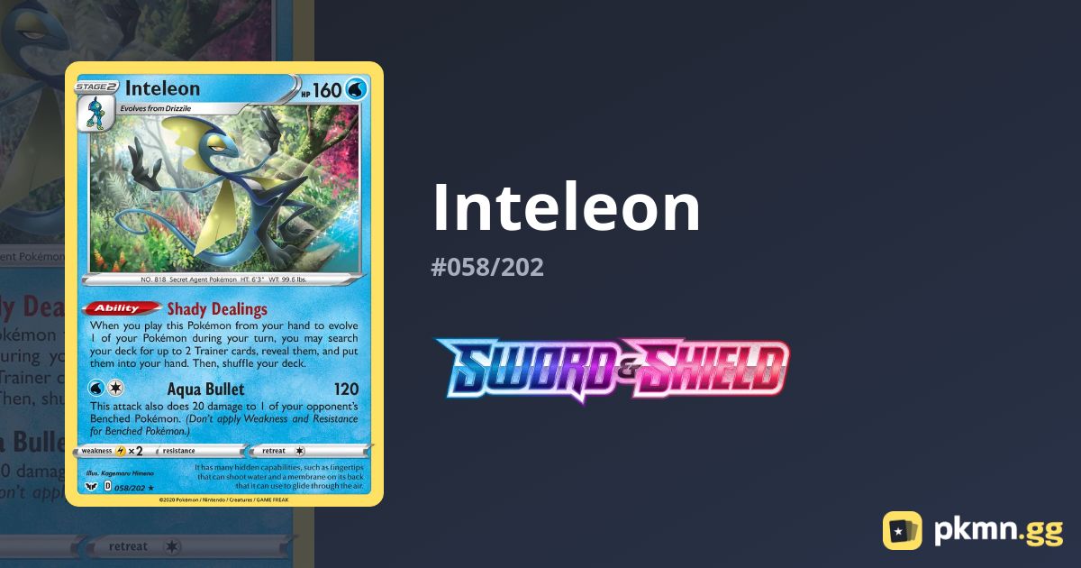 Inteleon #058/202 Sword & Shield | pkmn.gg