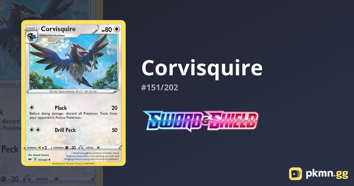 Corvisquire #151/202 Sword & Shield | pkmn.gg