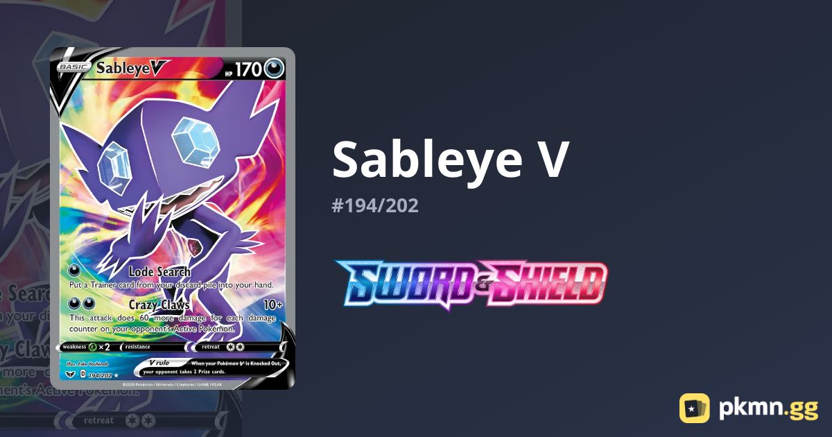 Sableye V #194/202 Sword & Shield | pkmn.gg